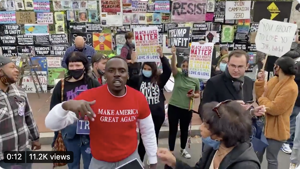 Man in MAGA shirt flaunts Trump support in front of protesters at Black ...