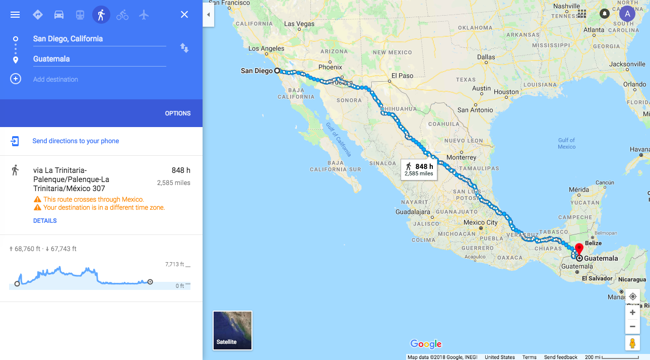 Here's how long it takes to walk from Mexico's southern border to the US