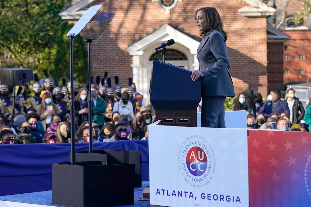 Harris swoops into Atlanta with Democrats saying she has put Georgia ...