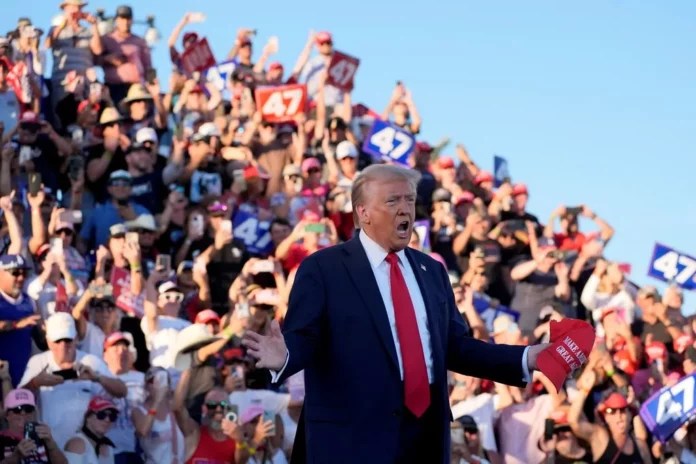 Trump targets Harris on immigration at California rally - Washington ...