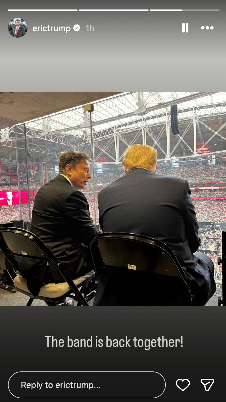 Trump and Musk shake hands during Charlie Kirk's memorial in Arizona